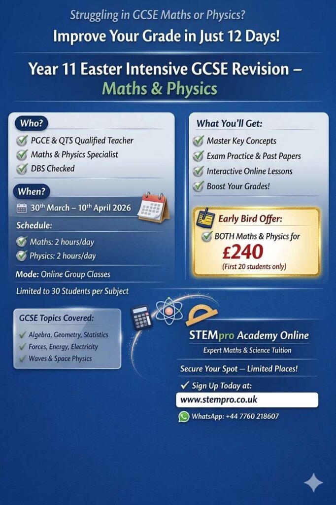 GCSE Easter Revision Course Maths Physics Year 11 Online UK